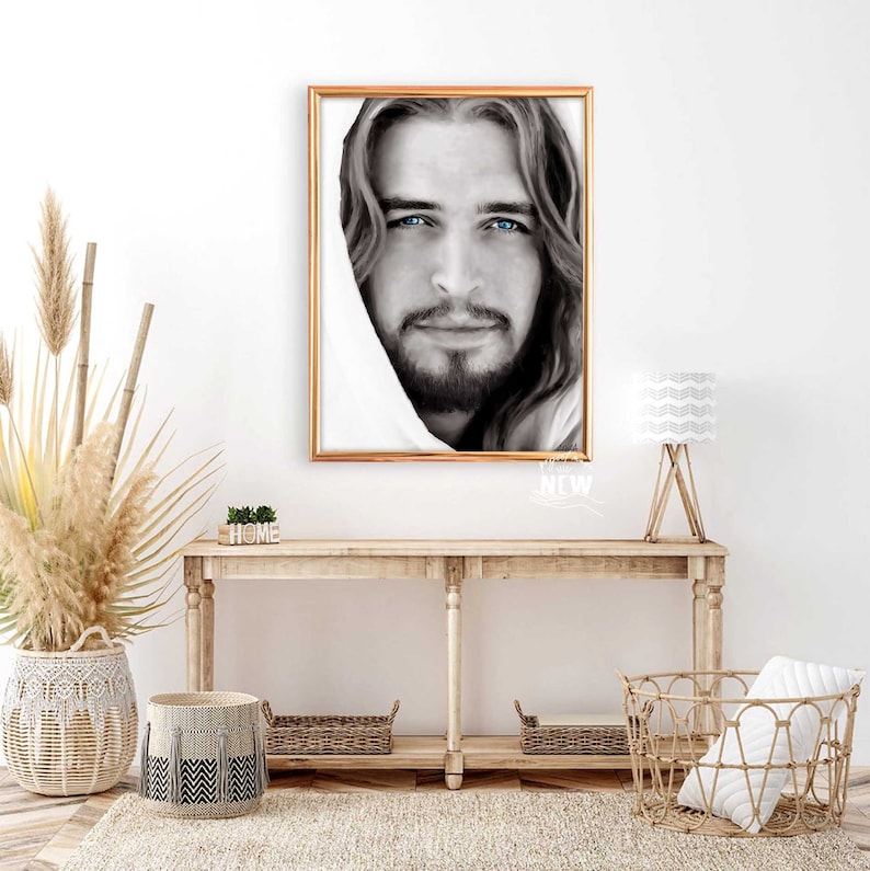 Jesus Christ Portrait Print Blue Eyes Jesus Painting Jesus - Etsy