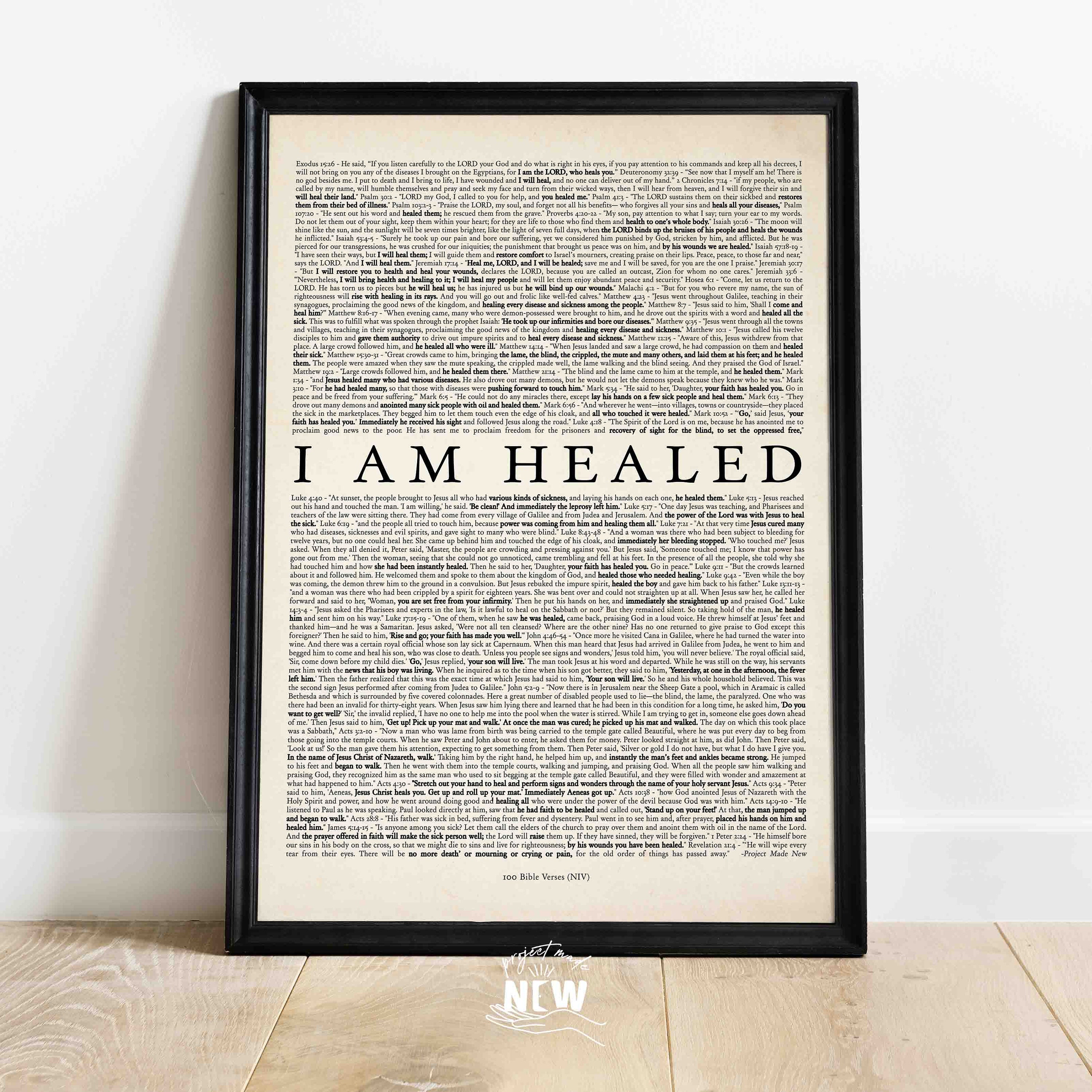 I Am Healed 100 Bible Verses on Healing Art, Christian Scripture Wall ...