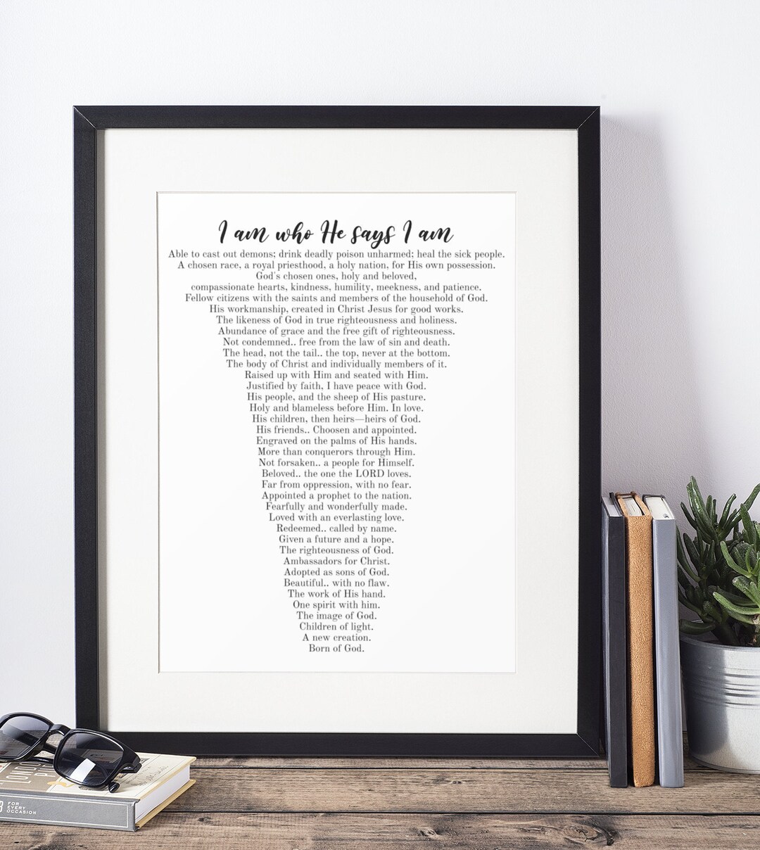 I Am Who He Says I Am Scripture Art, Reminder Poster, Christian ...