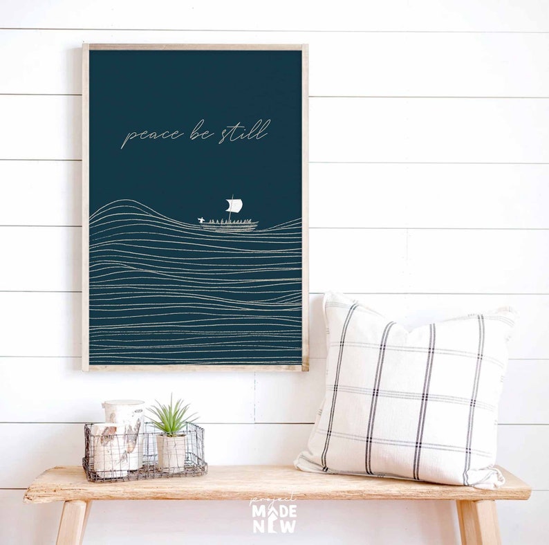 Peace Be Still DIGITAL DOWNLOAD, Jesus Bible Art, Be Still & Know ...