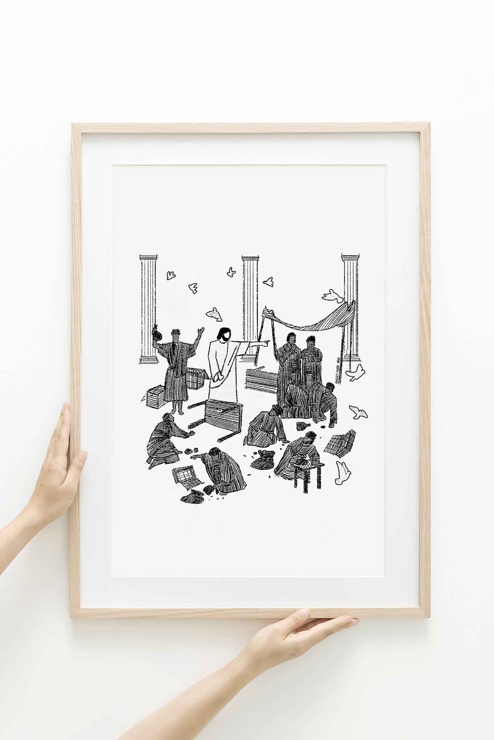 Jesus Flipping Table DIGITAL DOWNLOAD, Jesus at the Temple Christian ...
