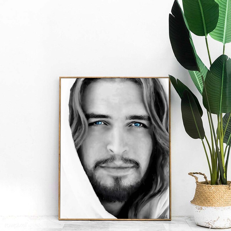 Jesus Christ Portrait Print Blue Eyes Jesus Painting Jesus - Etsy