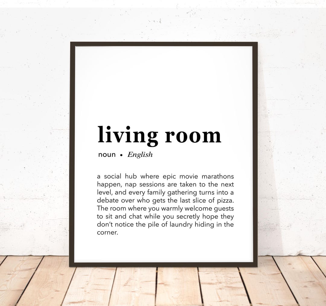 Fun Living Room Word Definition Print | Digital Download | Black and ...