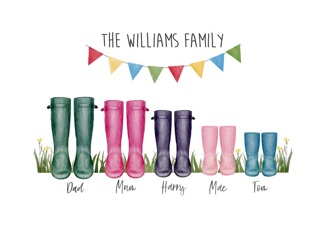 Welly Family Print Digital Download Printable Wall Art Personalised ...