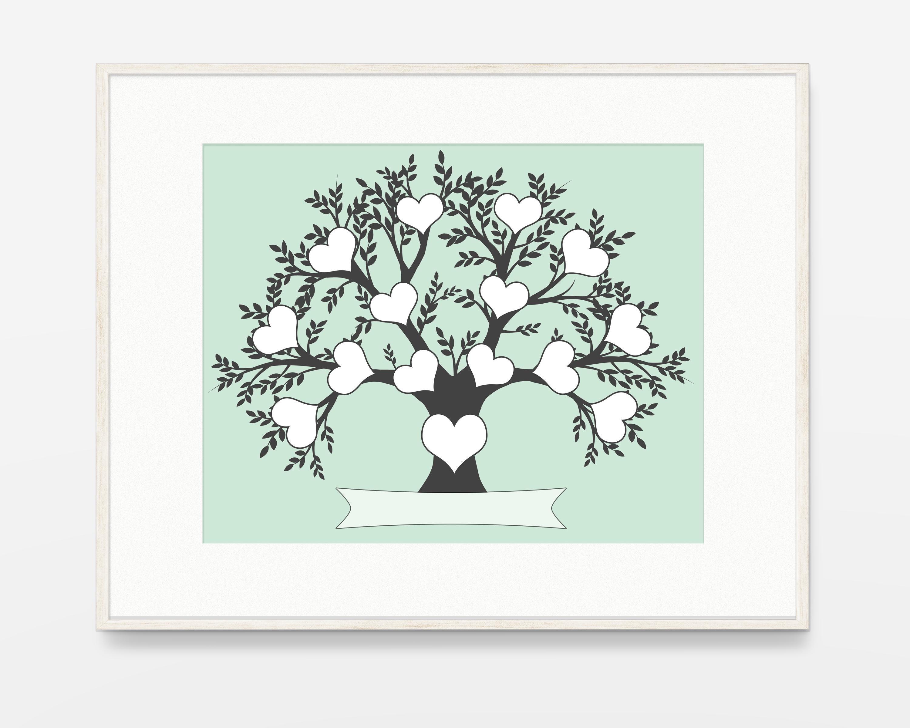 Green Four 4 Generation Family Tree Print | Digital Download ...