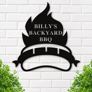 Personalized Metal BBQ Sign, Fire, Outdoor Sign, BBQ Grill Sign ...