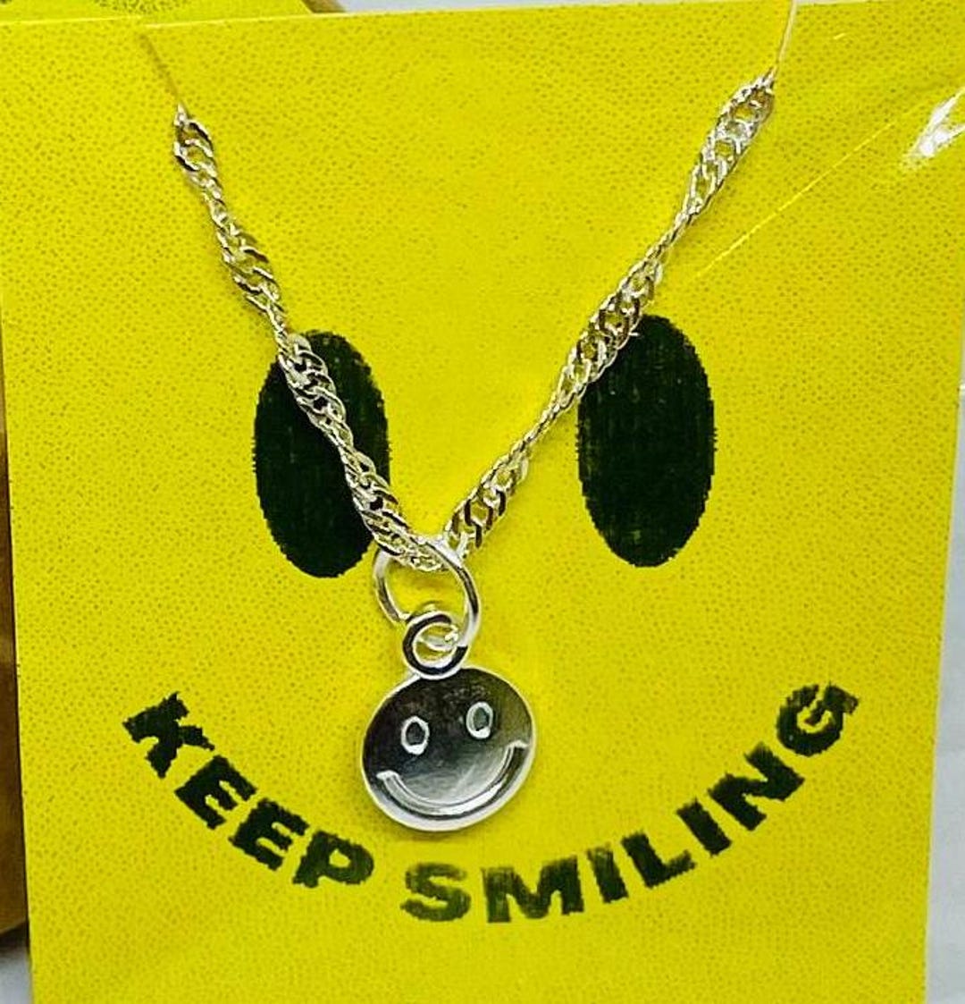 Smiley Face Sterling Silver Pendant Necklace, Positive Gifts ...