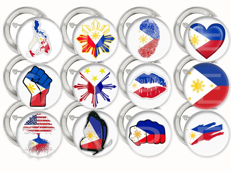 Filipino Pride Philippines Flag Buttons Pins, Metal Pin-back - Filipina ...
