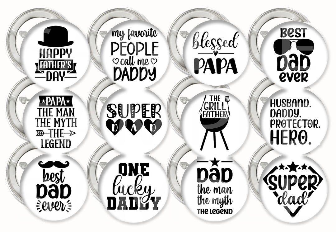Happy Father's Day Phrases Buttons Pins, Large 2.25 2 1/4 in Metal Pin ...