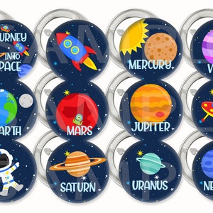 Journey Into Space Buttons Pins, Metal Pin-back - Rocket Spaceship ...