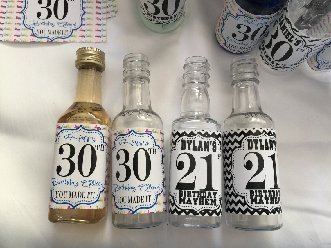 Custom Mini Liquor Bottle Labels Stickers, Masculine Black & White, 6 ...