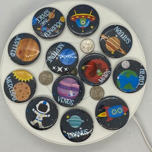 Journey Into Space Buttons Pins, Metal Pin-back Rocket Spaceship Galaxy ...
