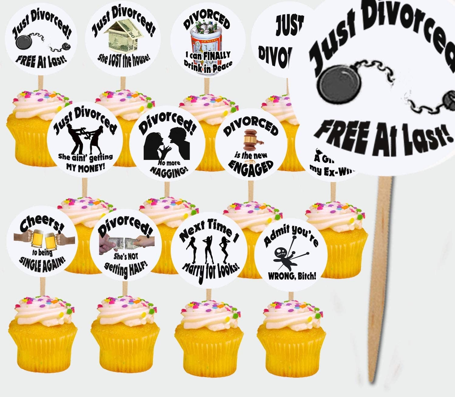 Divorce Party for HIM Cupcake Picks Cake Toppers 12 pc | Etsy