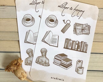 Light Academia Study Themed Matte Bullet Journal Sticker Sheet Journal ...