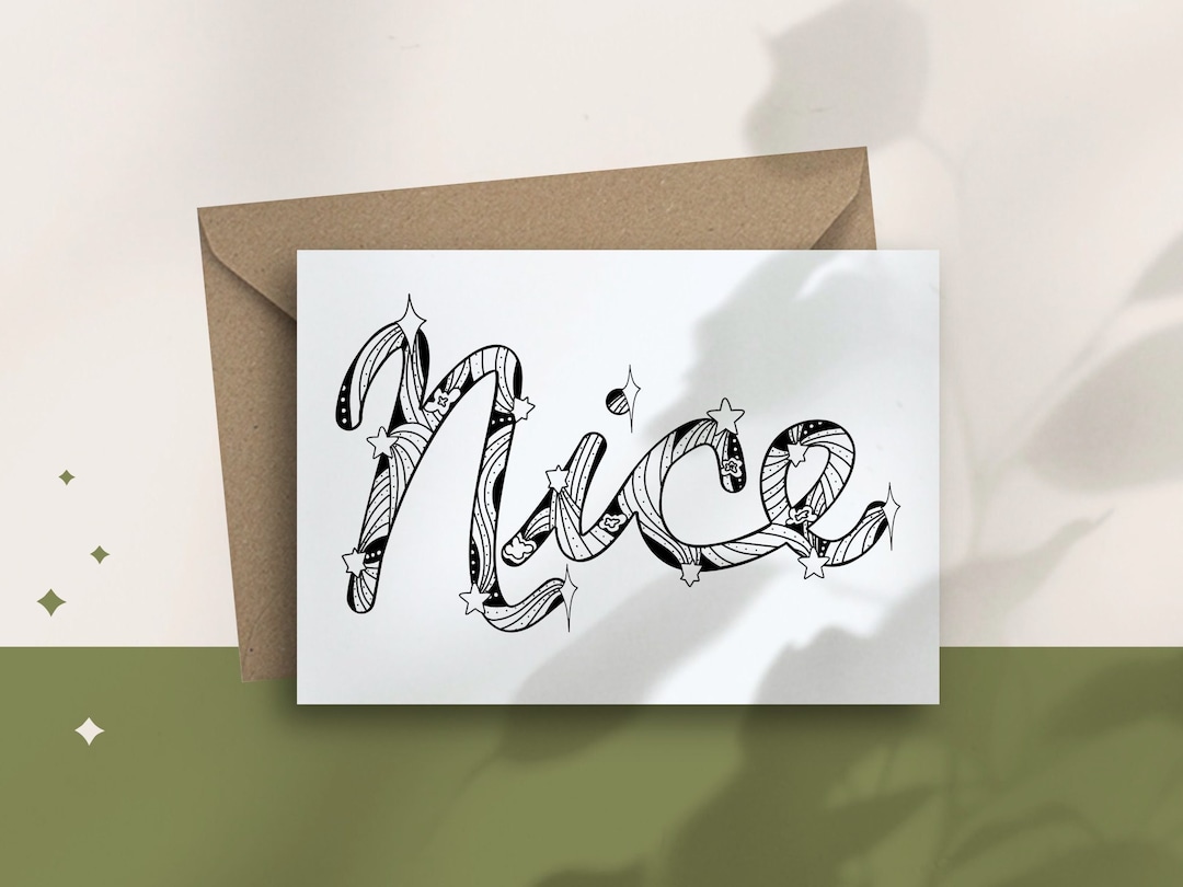 Nice Card Printable Digital Download Colour-in Greeting Card Birthday ...