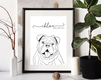 Lilly Inspired Pet Name Line Drawing Portrait - Etsy