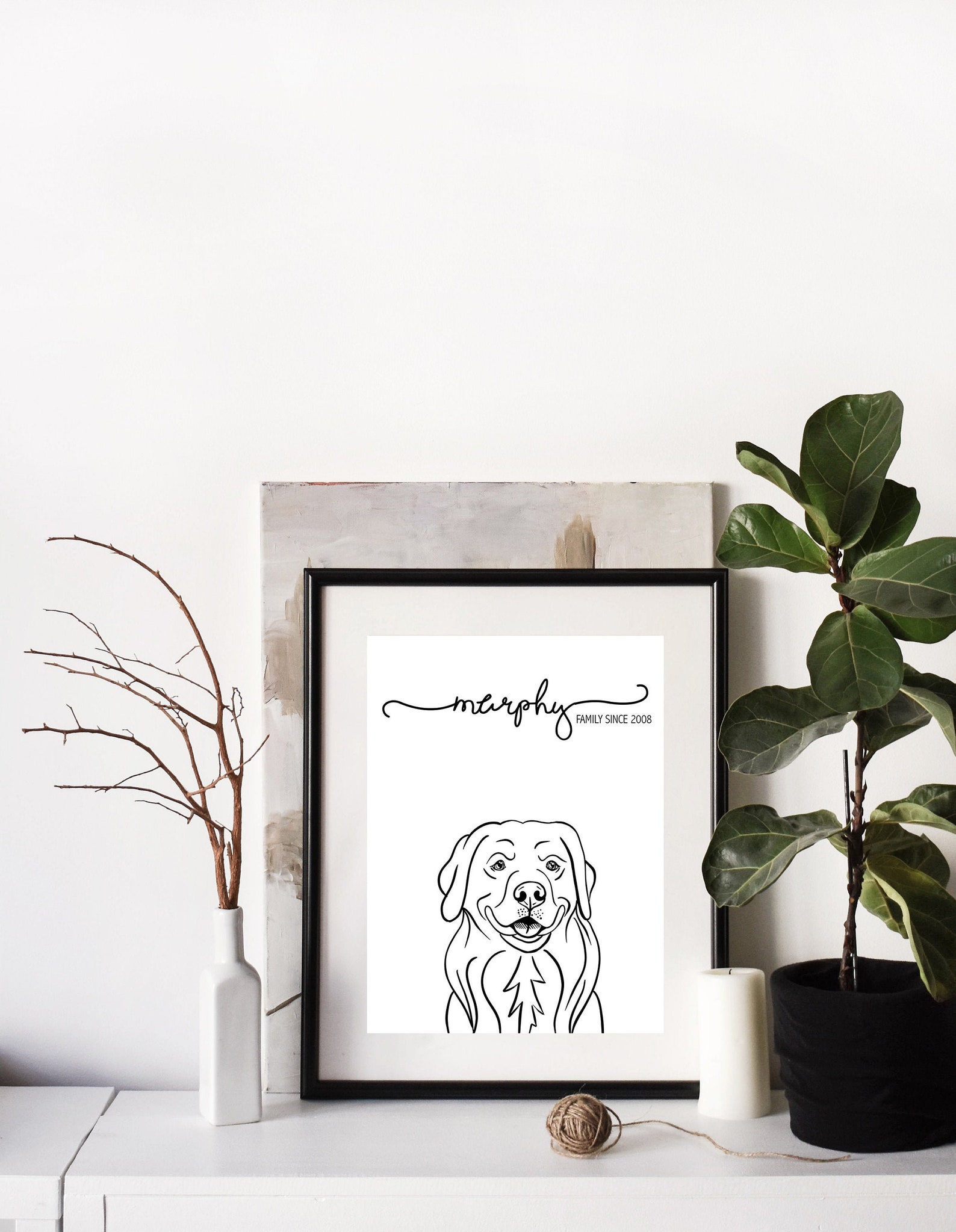 Golden Retriever Name Line Drawing Portrait | Etsy