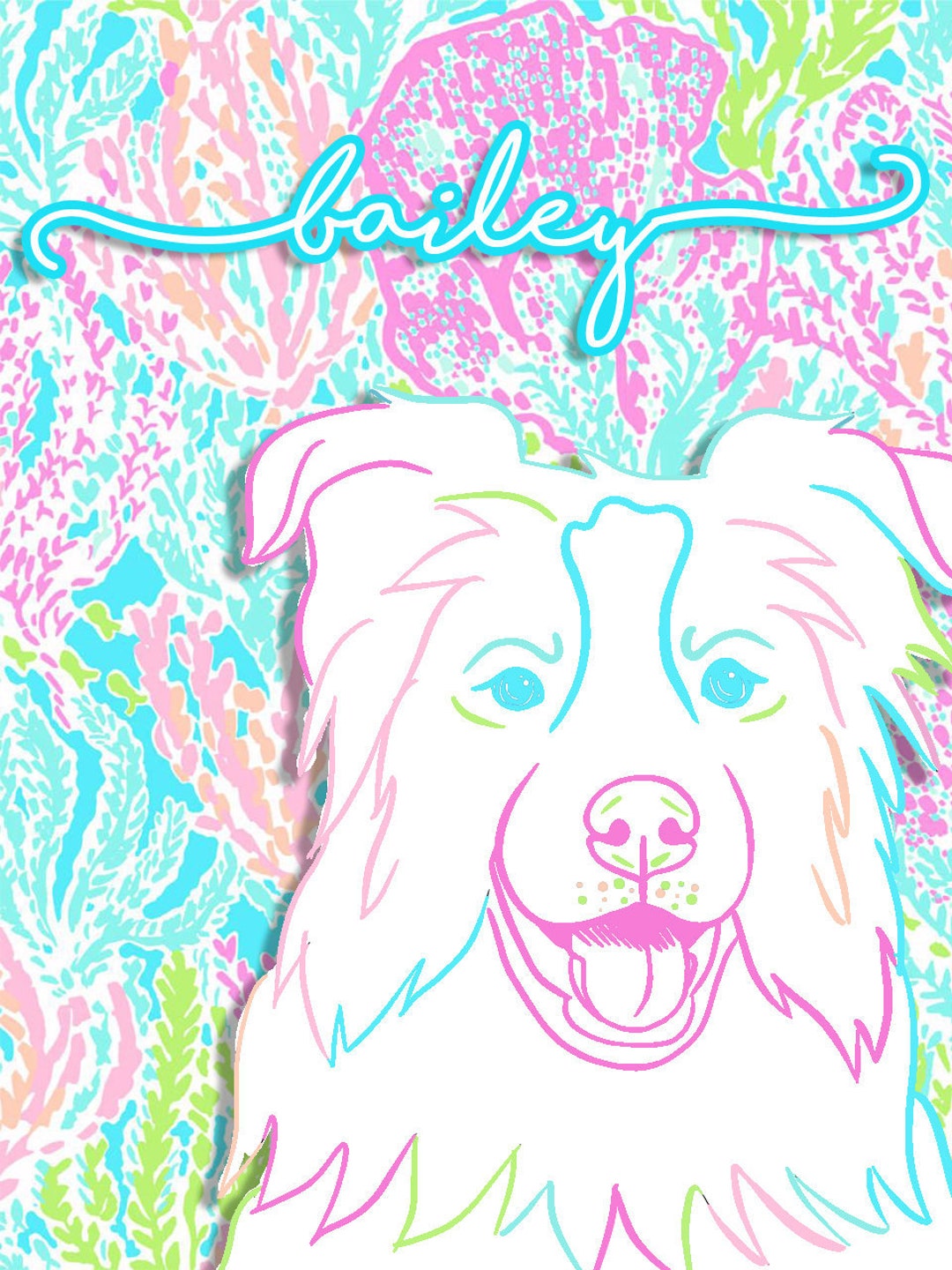 Lilly Inspired Pet Name Line Drawing Portrait - Etsy
