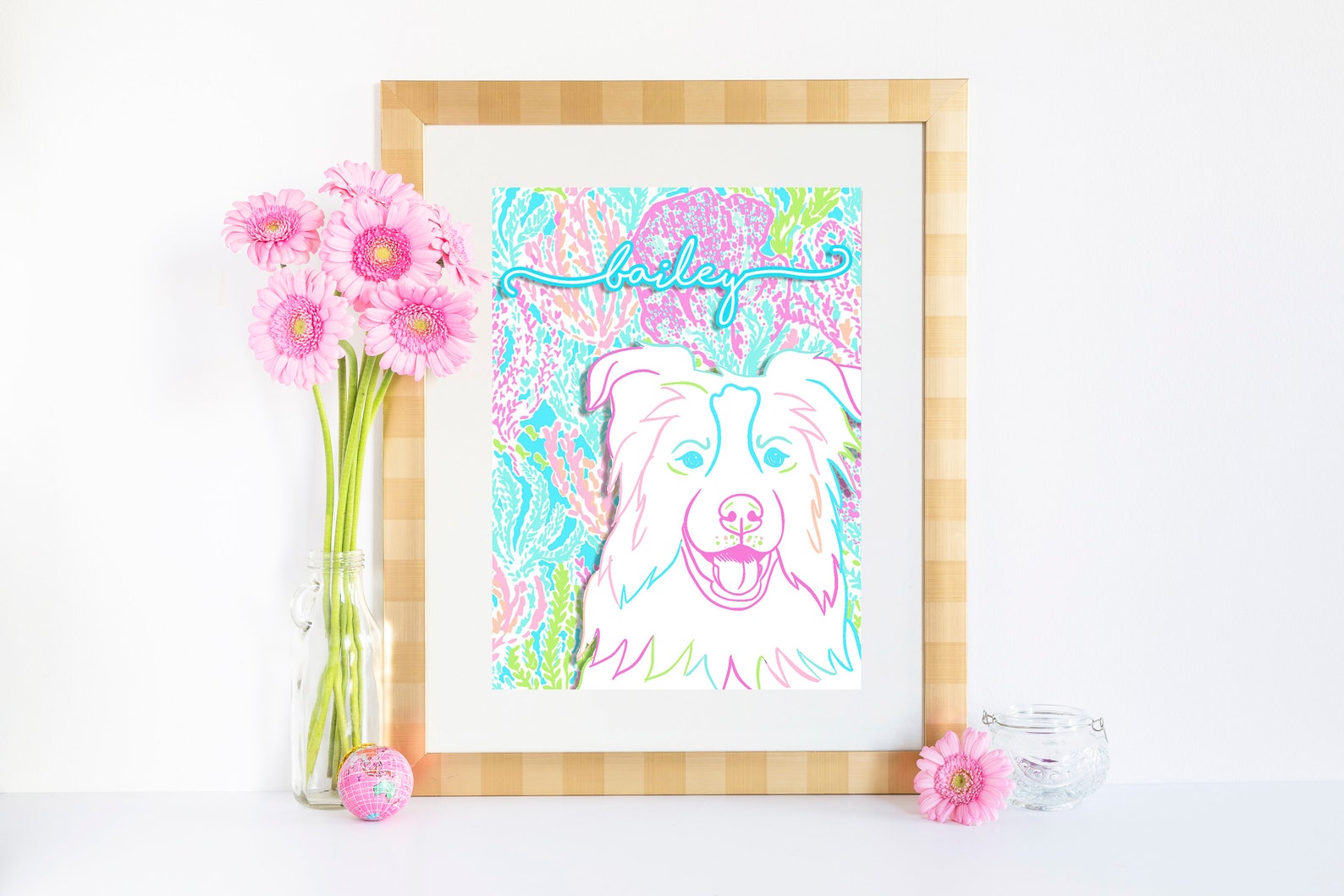 Lilly Inspired Pet Name Line Drawing Portrait - Etsy
