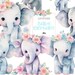 Boho Baby Elephant Clipart, Floral Crown, Watercolor Nursery Art, Baby ...
