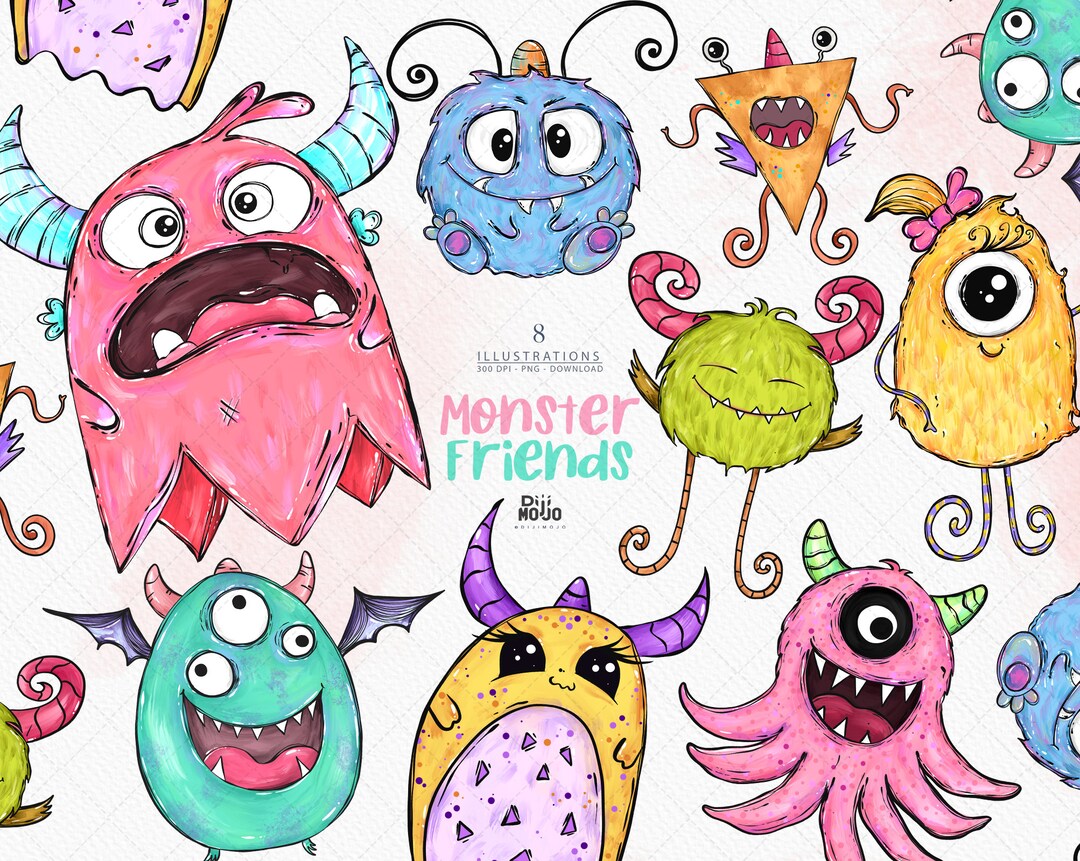 Cute Monsters Clipart / Halloween Clipart - Instant Download / Monster ...