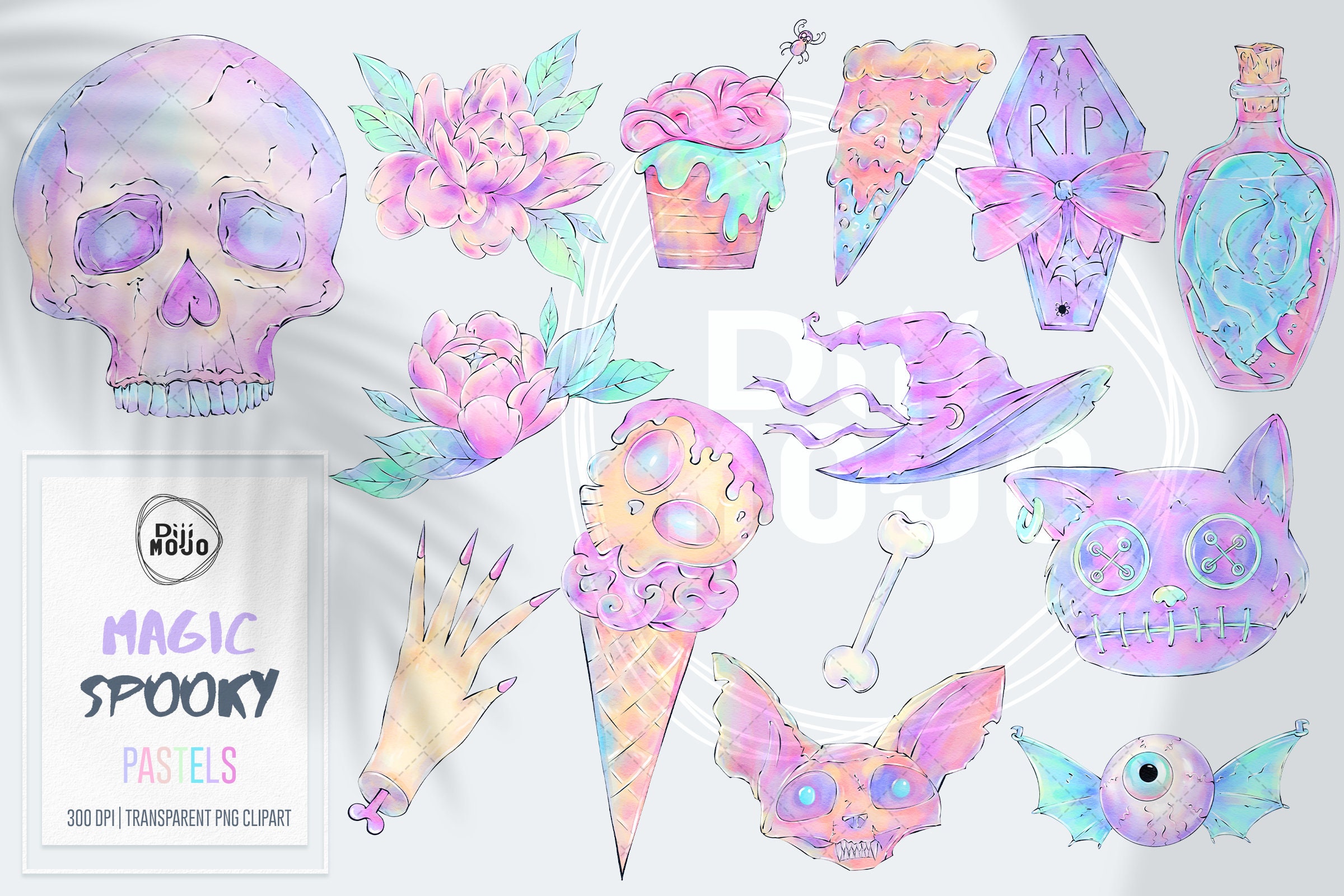 Pastels Magic Spooky Clipart Pastel Goth Clipart Creepy - Etsy