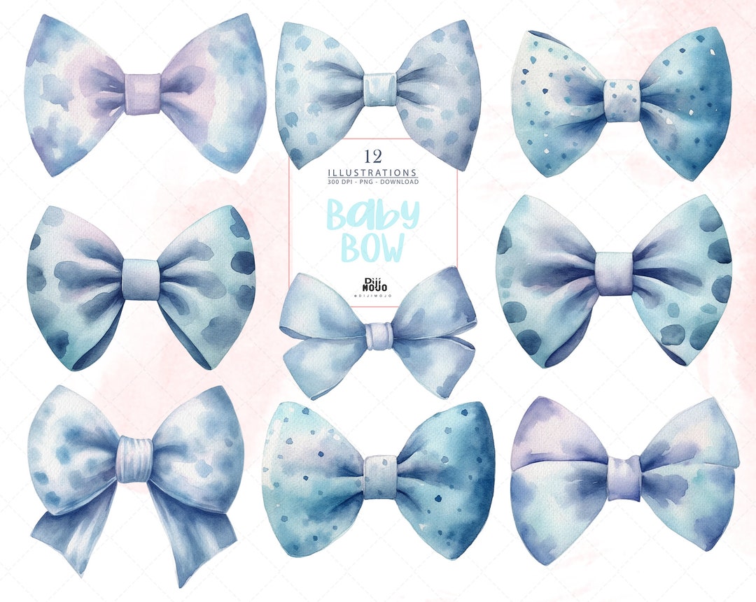 Watercolor Blue Bow Tie Clipart, Baby Boy Shower & Nursery Art PNG ...