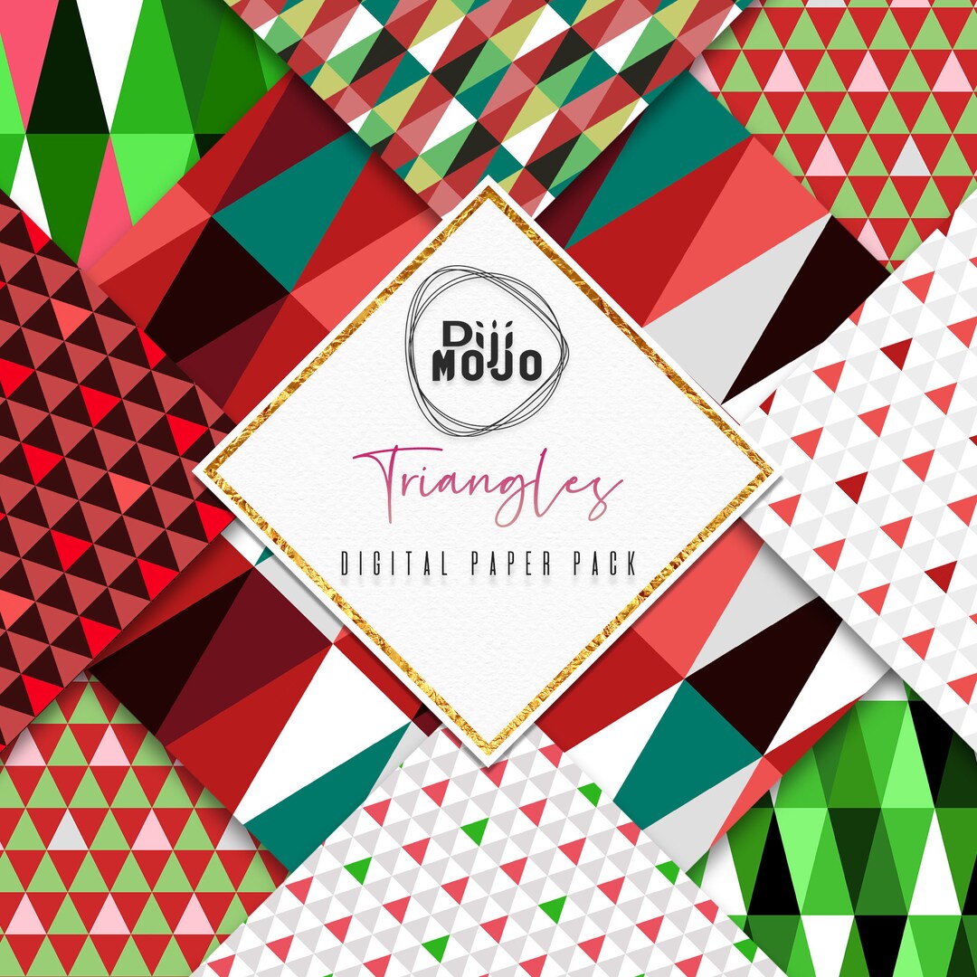 Geometric Digital Paper Triangles Dijital Paper Christmas - Etsy