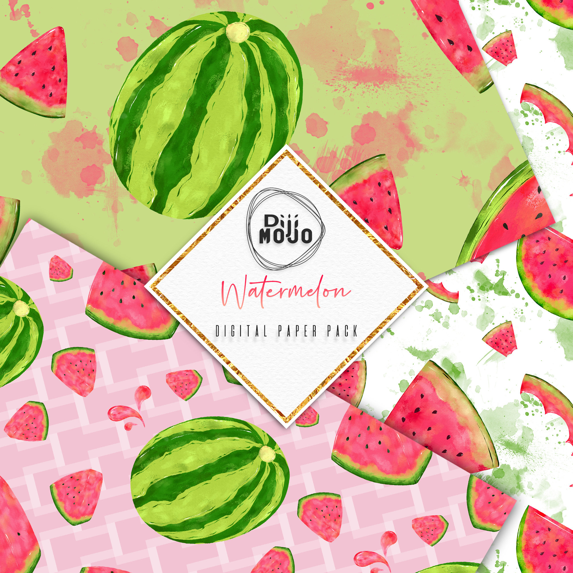 Watercolor Watermelon Digital Paper Pack Seamless Watermelon - Etsy