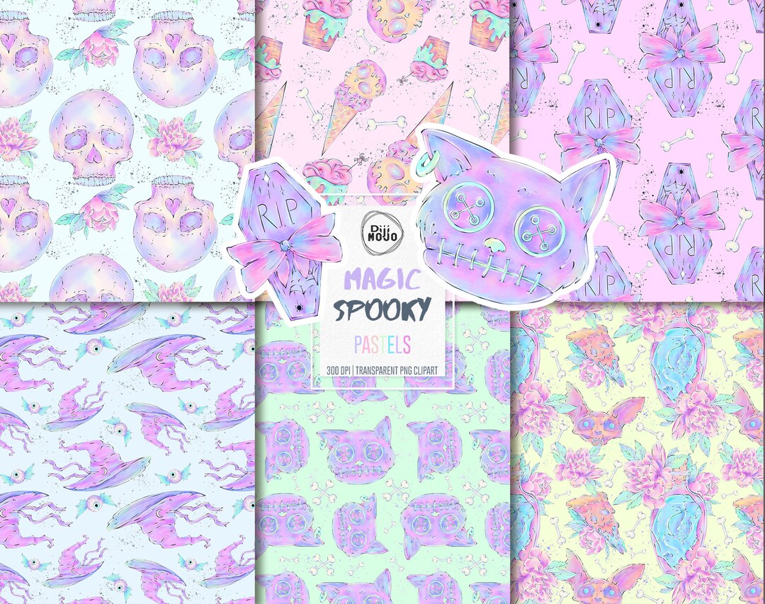 Magic Spooky Pastels Seamleass Pattern Pastel Goth Surface - Etsy