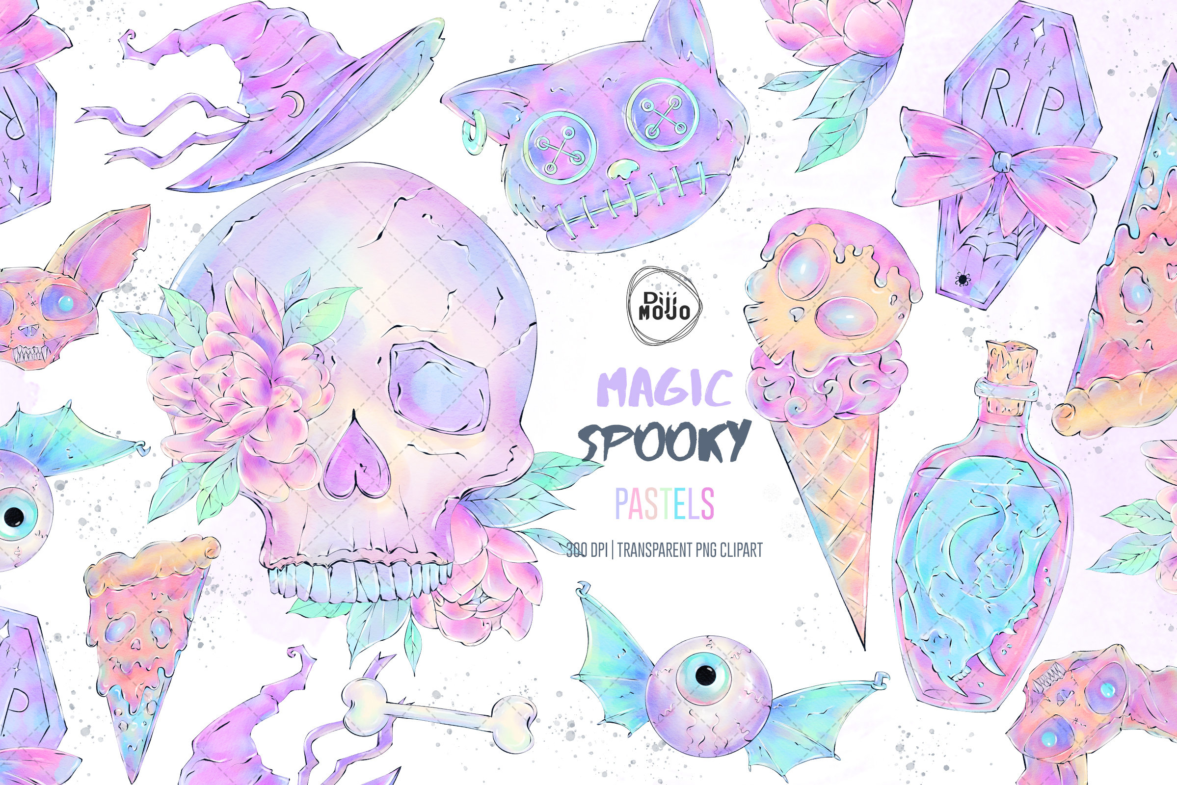 Pastels Magic Spooky Clipart Pastel Goth Clipart Creepy - Etsy