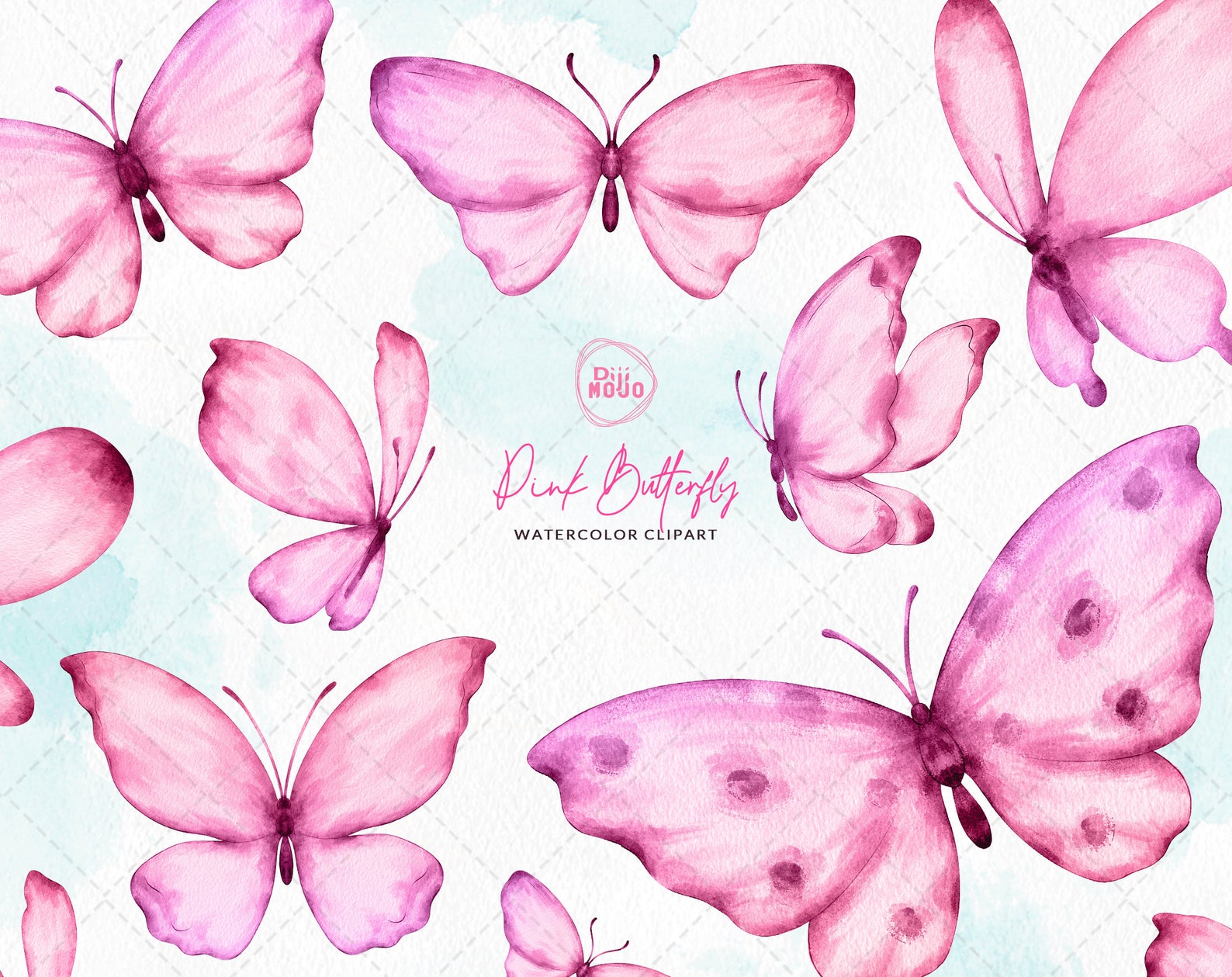 Pink Butterfly Clipart Watercolor Butterfly Clip Art Hand | Etsy