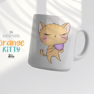 Cute Cat Clipart Pack | Orange Cats, Kawaii Kitty Illustrations for ...