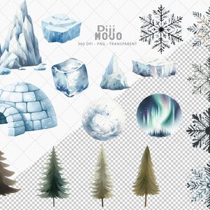 Watercolor Arctic Animals Clipart: Winter PNG Bundle (digital Download ...