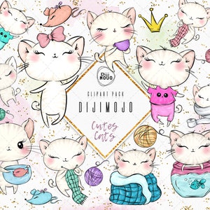 Cute Cats Clipart Kawaii Kitty Instant Download - Etsy