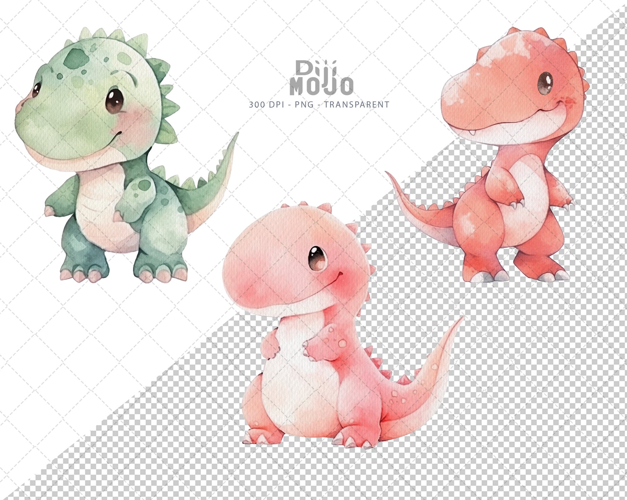 Baby T Rex Watercolor Dinosaur Clipart Nursery Art - Etsy