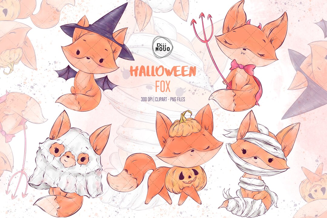 Halloween Fox Clipart, Fox Halloween Costume, Fox Clipart, Witch Fox ...