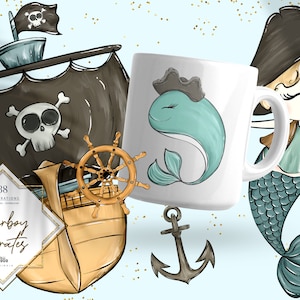 Cute Pirate Merboy Clipart | Black, Blonde, Brown Mermaid Boys ...