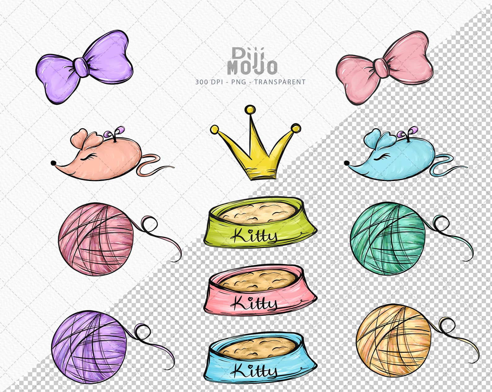 Cute Cat Clipart Pack | Orange Cats, Kawaii Kitty Illustrations for ...