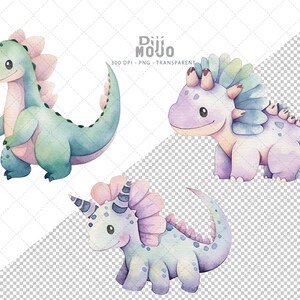 Baby Boy Dinosaur Clipart, Watercolor Nursery Art, Cute Dino PNG for ...
