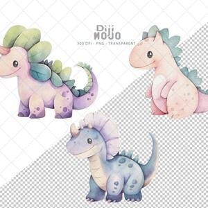 Baby Boy Dinosaur Clipart, Watercolor Nursery Art, Cute Dino PNG for ...