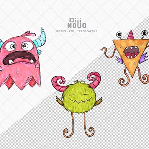 Cute Monsters Clipart / Halloween Clipart - Instant Download / Monster ...