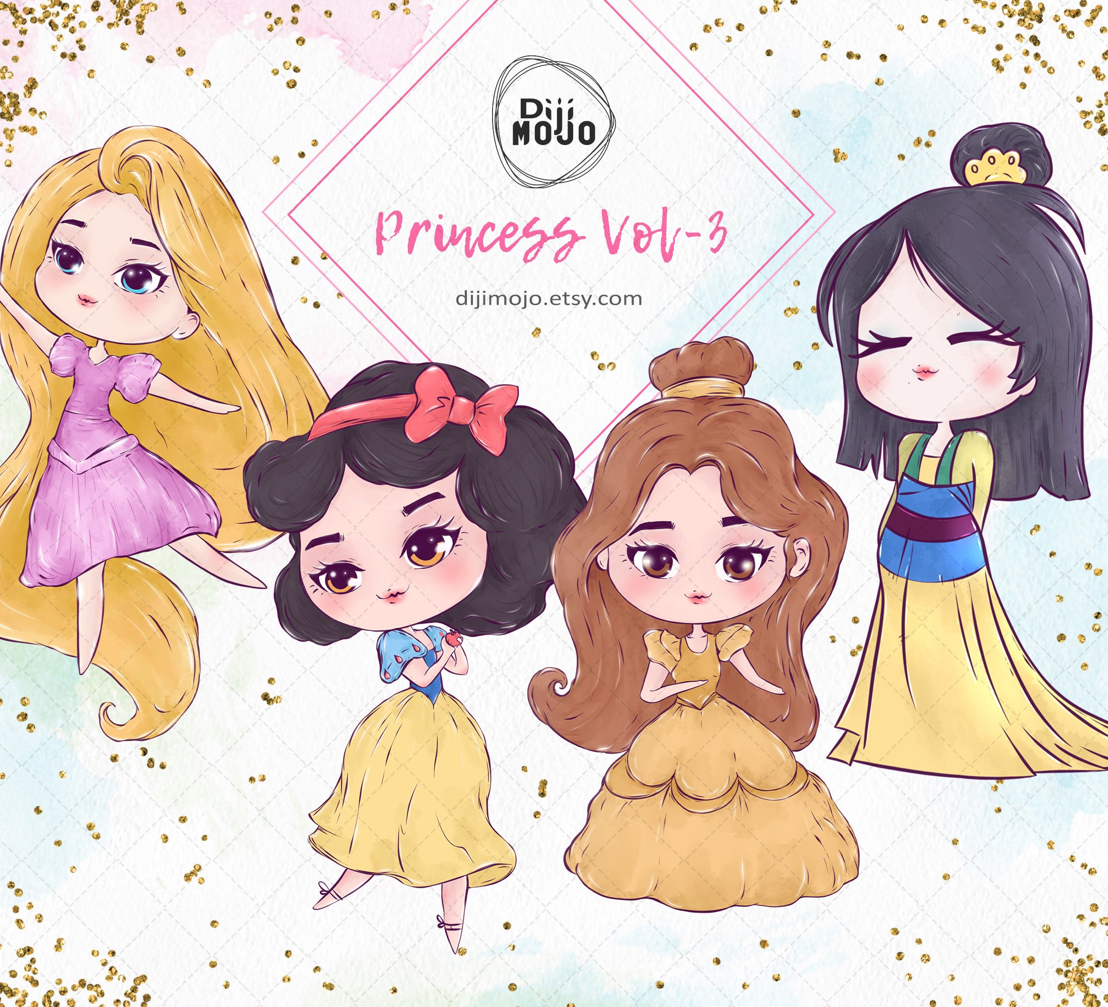 BUNDLE Cute Princess Clipart Princesses - Etsy