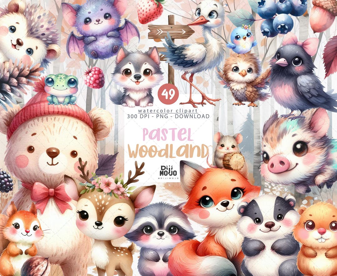Woodland Animals Clipart Bundle – Cute Forest Creatures for Nursery ...