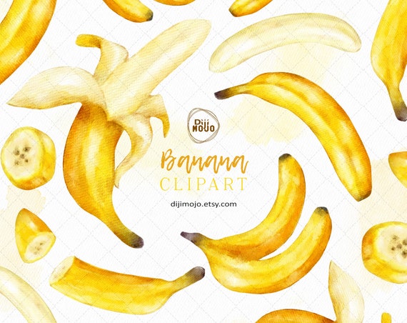 Watercolor Banana Clipart Tropical Watercolor Hand Painted | Etsy