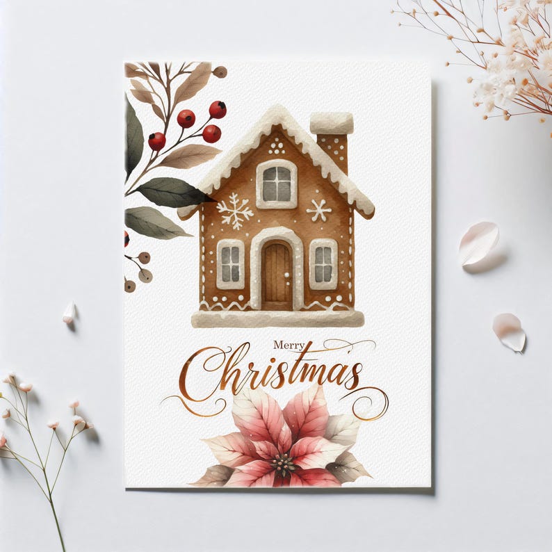 Cozy Christmas Watercolor Clipart Set: Boho Holiday PNG (digital ...