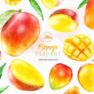 Watercolor Mango Clipart | Citrus Watercolor Hand Painted Fruit Art ...