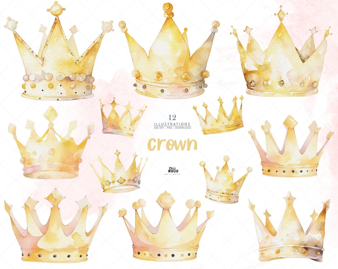 Crown, Clipart, Watercolor, Gold, Tiara, Diadem, Queen,princess, King ...