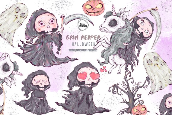 Grim Reaper Halloween Clipart Skeleton Clipart Horror - Etsy