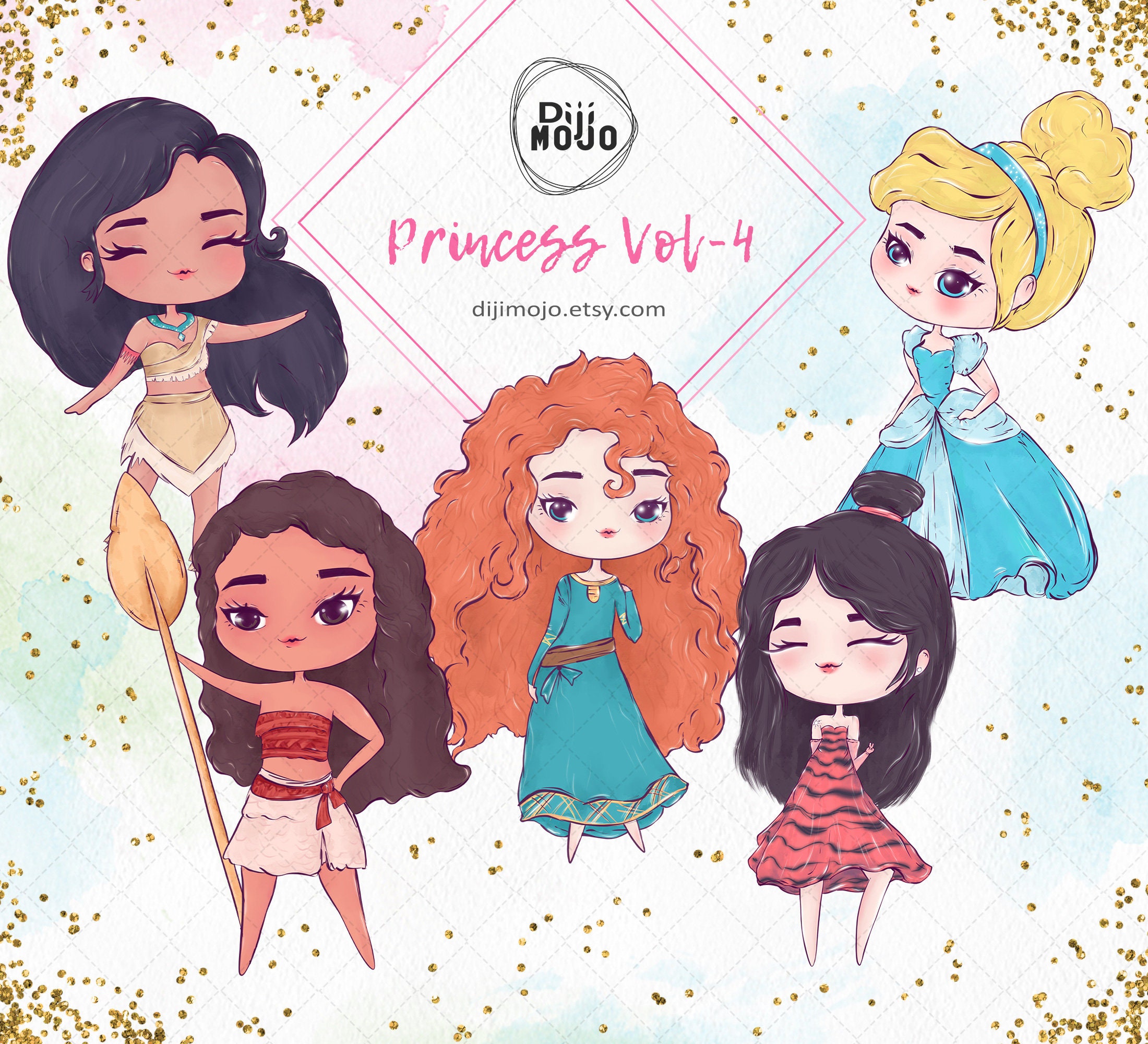 BUNDLE Cute Princess Clipart Princesses - Etsy